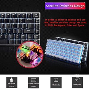 Wired Mechanical Gaming Keyboard USB Metal Blue Switch PC Gaming Keyboard with White LED Backlit for Computer Gamers (Blue Switch, Black)