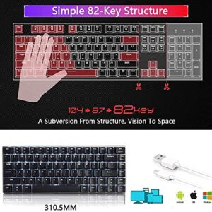 Wired Mechanical Gaming Keyboard USB Metal Blue Switch PC Gaming Keyboard with White LED Backlit for Computer Gamers (Blue Switch, Black)