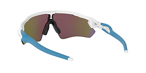 Oakley Men's OO9208 Radar EV Path Rectangular Sunglasses, Polished White Blue/Prizm Sapphire, 38 mm