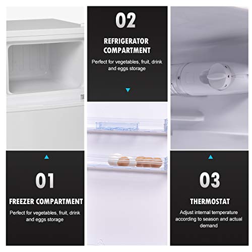 COSTWAY Compact Refrigerator, 3.4 Cu. Ft. Classic Fridge with Adjustable Removable Glass Shelves, Mechanical Control, Recessed Handle, Fridge Freezer for Dorm, Office, Apartment, White