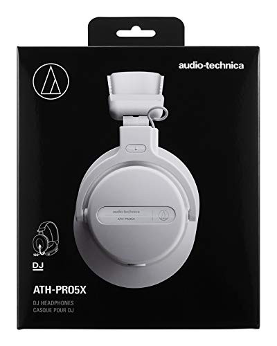 Audio-Technica ATH-PRO5XWH Professional Closed-Back Dynamic Over-Ear DJ Monitor Headphones, White