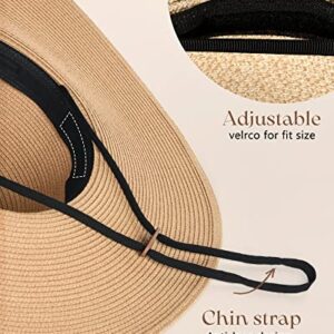 Sun Straw Hat Wide Brim UPF 50 Summer Foldable Roll up Floppy Beach Hats for Women