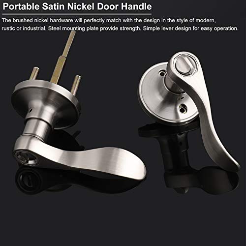 Knobonly 10 Pack Satin Nickel Door Lever Privacy Door Handles, Stainless Steel Door Handle Interior, Keyless Lock for Bedroom or Bathroom