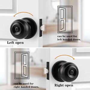 Probrico 6 Pack Black Door Knobs Door Handles Interior, Bedroom Bathroom Door Locks Doorknobs, Round Ball, Privacy Function