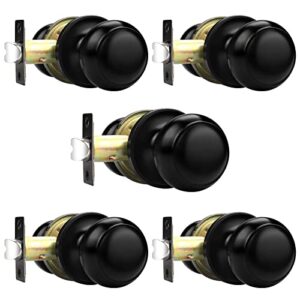 probrico passage interior door knobs hall and closet door handle keyless black lockset stainless steel 5 pack