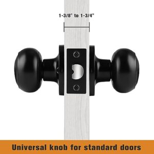 Probrico Passage Interior Door Knobs Hall and Closet Door Handle Keyless Black Lockset Stainless Steel 5 Pack