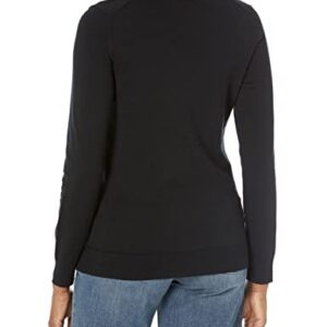 Amazon Essentials Women's Classic-Fit Lightweight Long-Sleeve V-Neck Sweater (Available in Plus Size), Black, Large