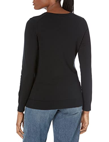 Amazon Essentials Women's Classic-Fit Lightweight Long-Sleeve V-Neck Sweater (Available in Plus Size), Black, Large