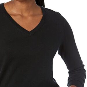 Amazon Essentials Women's Classic-Fit Lightweight Long-Sleeve V-Neck Sweater (Available in Plus Size), Black, Large