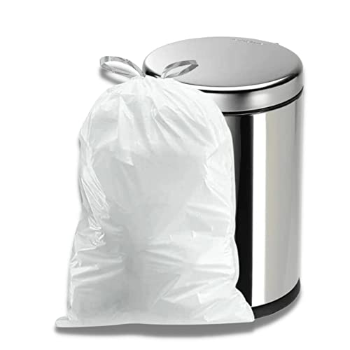 Plasticplace 8 Gallon Trash Bags │ 0.7 Mil │ White Drawstring Garbage Can Liners │ 22" x 22" (100 Count)