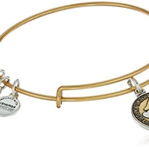 Alex and Ani Because I Love You Expandable Bangle for Women, Hand in Hand II Charm, Rafaelian Gold Finish, 2 to 3.5 in