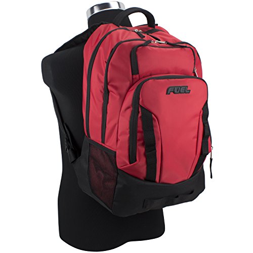 FUEL Escape Travel Backpack, Durable Camping or Hiking Backpack, Black/Red Rover