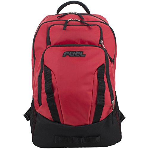 FUEL Escape Travel Backpack, Durable Camping or Hiking Backpack, Black/Red Rover