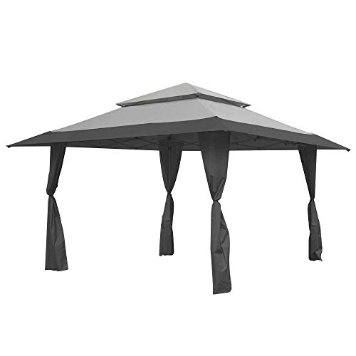 Z-Shade 13 x 13 Foot Instant Gazebo Outdoor Canopy Patio Shelter Tent with Reliable Stakes, Steel Frame, and Rolling Bag, Gray