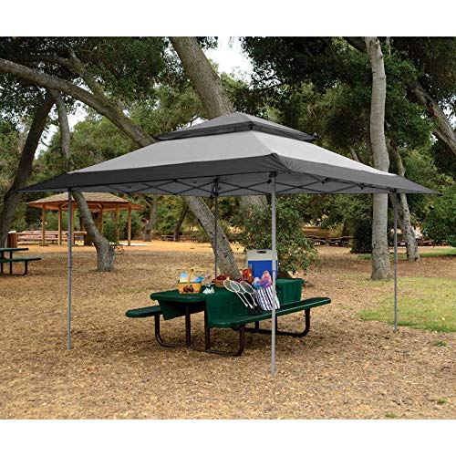 Z-Shade 13 x 13 Foot Instant Gazebo Outdoor Canopy Patio Shelter Tent with Reliable Stakes, Steel Frame, and Rolling Bag, Gray