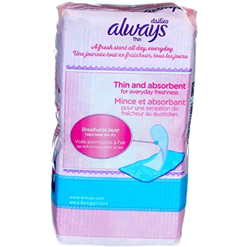 Always Dailies Liners Thin Regular 60 Count (2 Pack)