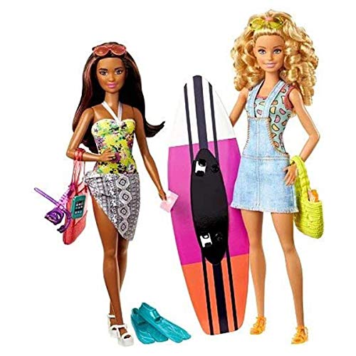 Barbie Pink Passport 2 Pack Camping Adventure Dolls Gift Set, Brown