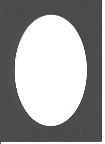 Pack of 5 8x10 Black Picture Mats with an Oval Opening Bevel Cut for 5x7 Pictures