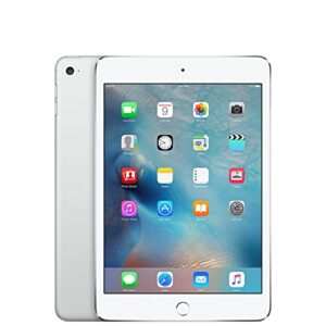 apple ipad mini 4, 64gb, silver - wifi + cellular (renewed)