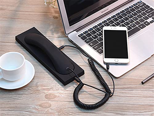 Fashion Retro Phone handset Headset 3.5mm Microphone Prevention Radiation Compatible with iPhone Samsung