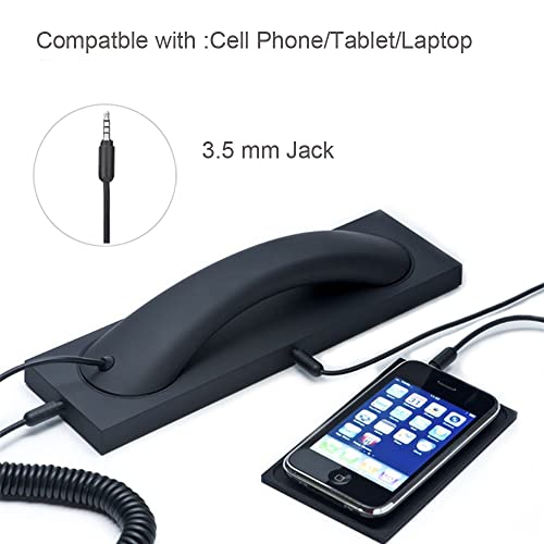 Fashion Retro Phone handset Headset 3.5mm Microphone Prevention Radiation Compatible with iPhone Samsung