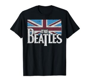 the beatles british flag red, white, and blue short sleeve t-shirt