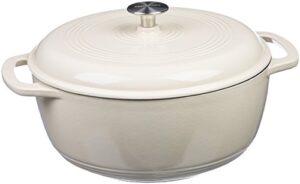 amazon basics enameled cast iron covered round dutch oven, 4.3-quart, white