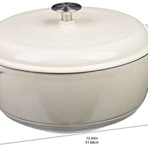 Amazon Basics Enameled Cast Iron Covered Round Dutch Oven, 4.3-Quart, White