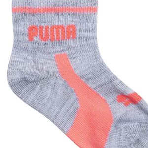 PUMA Baby 6 Pack Infant Anklet Socks, Grey/Coral, 12-24 Months US