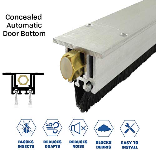 Hollow Metal/Mill Aluminum/Concealed Automatic Door Bottom Sweep with Double Nylon Brush (72553MA), SMS #6 x 1/2'' Supplied, (48'' L x 1-3/8''W x 3/4'' H)