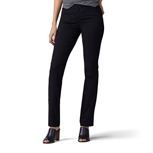 Lee Women's Ultra Lux Comfort with Flex Motion Straight Leg Jean Black 16 Medium