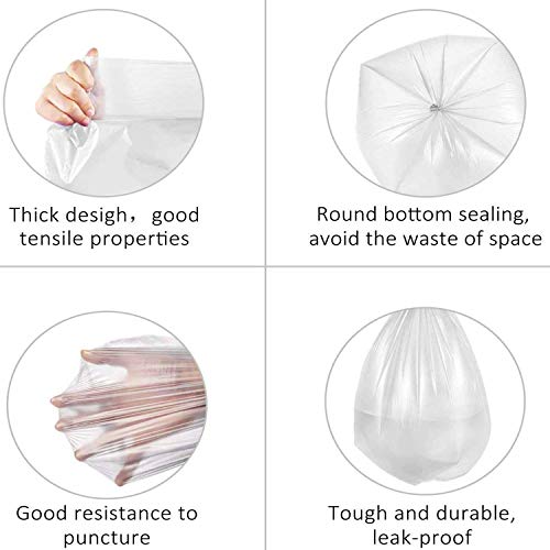 2 Rolls 100 Count Small Trash Bags 4 Gallon Garbage Bags for Kitchen, Bedroom, Bathroom, Office Wastebasket Liners, Clear White