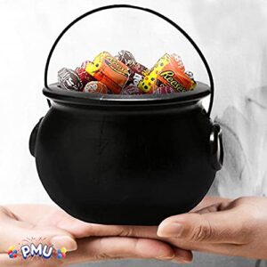 PMU Halloween Cauldron - Blow Mold Plastic Party Accessory - Candy Holder for Kids - Halloween Party Favors & Supplies - 8 Inch Black Pkg/1