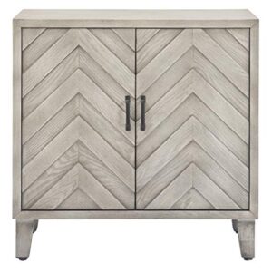 Amazon Brand – Stone & Beam Chevron Bar Cabinet, Light Gray Wood