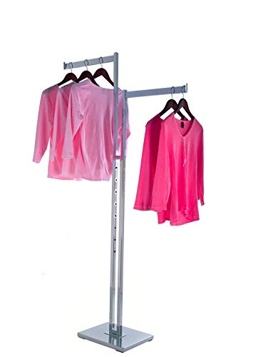 Only Garment Racks #2262 Two Way Rack with Blade Arms Only Garment Racks - Clothing Rack - Heavy Duty Chrome - 2 Way Clothes Rack, Adjustable Height Decorative Blade Arms, Perfect for Retail Clothing Store Display - (2) Rectangular Tubing Blade Arms