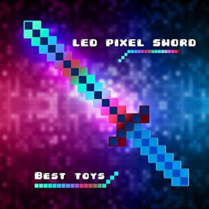 Fun Central 2 Pack - LED Light Up Pixel 8-Bit Toy Sword for Kids - Blue