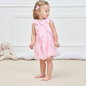 WZSYGDTC 0-24 Months Baby Party Dress Infant Girls One-Piece Romper Jumpsuit (Pink, 12-18 Months)