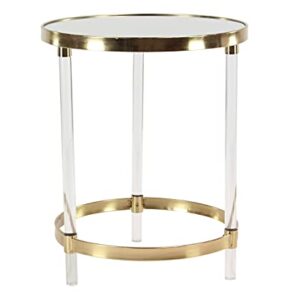 Deco 79 Acrylic Round Accent Table with Mirrored Top and Acrylic Legs, 19" x 19" x 23", Gold