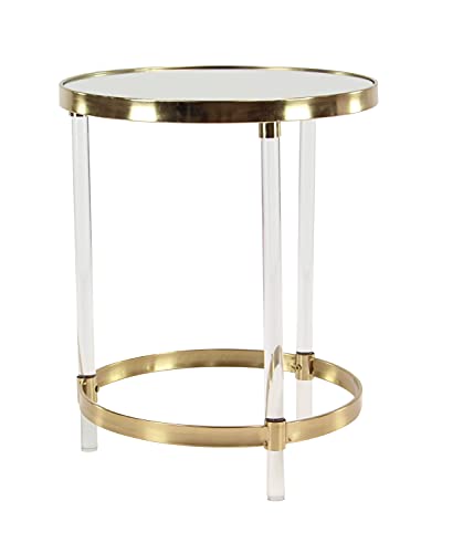 Deco 79 Acrylic Round Accent Table with Mirrored Top and Acrylic Legs, 19" x 19" x 23", Gold