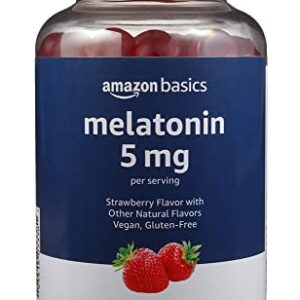 Amazon Basics Melatonin 5mg, 120 Gummies (2 per Serving), Strawberry (Previously Solimo)