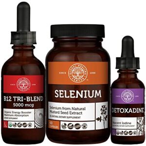 global healing center thyroid health kit with iodine, tri-blend b12, selenium - energy, focus, metabolism