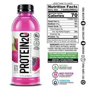 Protein2o 15g Whey Protein Isolate Infused Water, Ready To Drink, Gluten Free, Lactose Free, No Artificial Sweeteners, Flavor Fusion Variety Pack, 16.9 oz Bottle (Pack of 12)