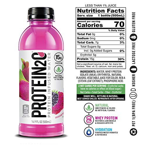 Protein2o 15g Whey Protein Isolate Infused Water, Ready To Drink, Gluten Free, Lactose Free, No Artificial Sweeteners, Flavor Fusion Variety Pack, 16.9 oz Bottle (Pack of 12)