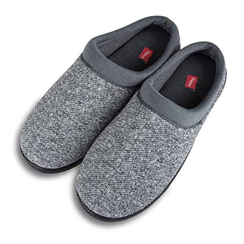 Hanes Comfort Soft Memory Foam Indoor Outdoor Clog Slipper Shoe - Men’s and Boy’s Sizes, Grey, X-Large