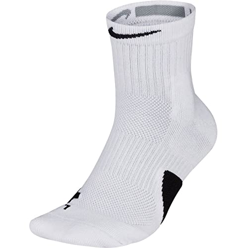 Nike Elite Basketball Mid Socks (White/Black, X-Large)