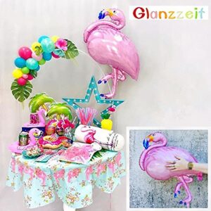 Glanzzeit 30 Inch Flamingo Balloons Animal Mylar Foil Decor Balloons for Baby Shower Bridal Shower Birthday Party Hawaiian Luau Party | Air Filling Only (Pink)