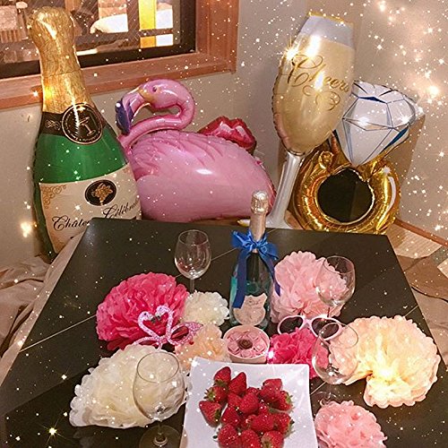 Glanzzeit 30 Inch Flamingo Balloons Animal Mylar Foil Decor Balloons for Baby Shower Bridal Shower Birthday Party Hawaiian Luau Party | Air Filling Only (Pink)