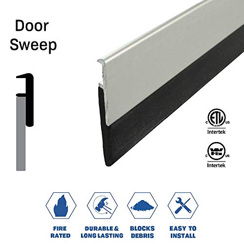 Fire Rated/Clear Anodized Aluminum Door Sweep with Neoprene Rubber Extrusion (7933CA) in (48''), SMS #6 x 1/2'' Supplied