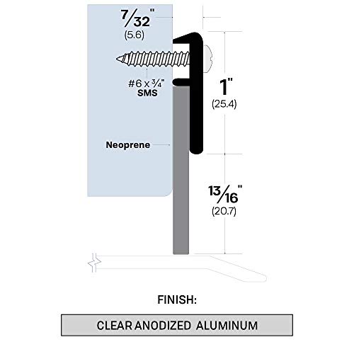 Fire Rated/Clear Anodized Aluminum Door Sweep with Neoprene Rubber Extrusion (7933CA) in (48''), SMS #6 x 1/2'' Supplied