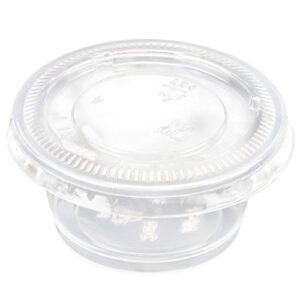 Back of House Ltd. 100-pack of Disposable Clear Plastic Condiment Storage Cups with Lids - Choose 2 oz. or 4 oz. - For Restaurant, Home, Gelatin Shots (2 oz.)